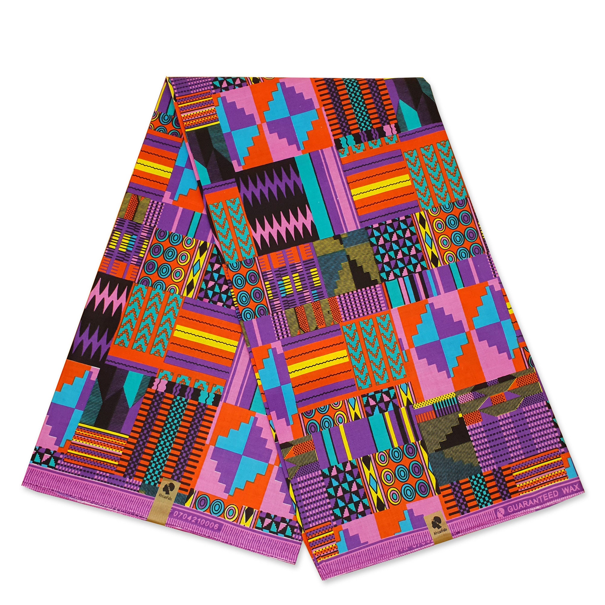 African Purple / Pink Kente print fabric KENTE Ghana wax cloth | Etsy