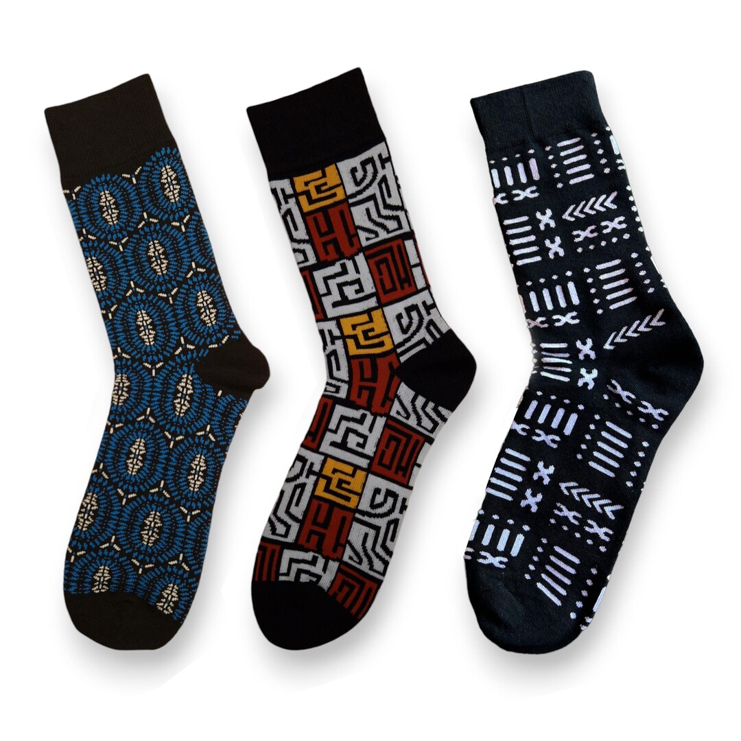 Set of 3 Pairs EKESUGIE African Socks / Afro Socks / African Print ...