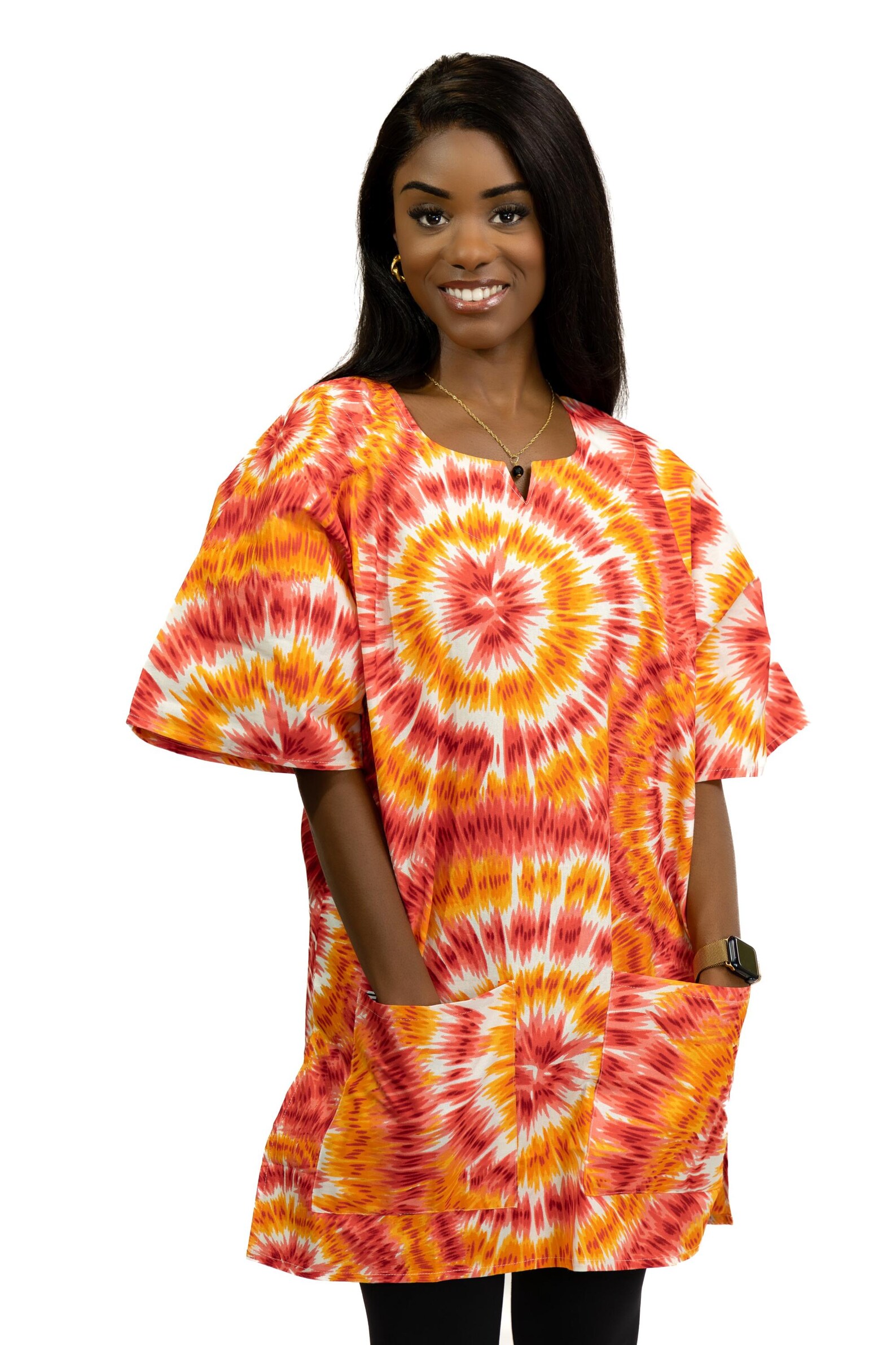 Orange Tie-dye Dashiki Shirt / Dashiki Dress - African Print Top ...