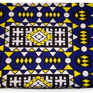 African Print Fabric - Blue Yellow Samakaka / Samacaca (angola) - Wax ...