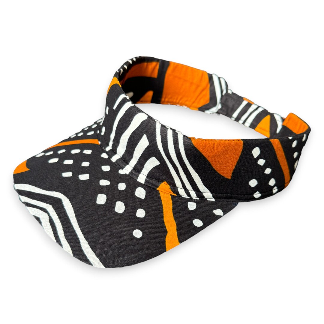 African Print Sun Visor Cap - Black / Orange - Etsy