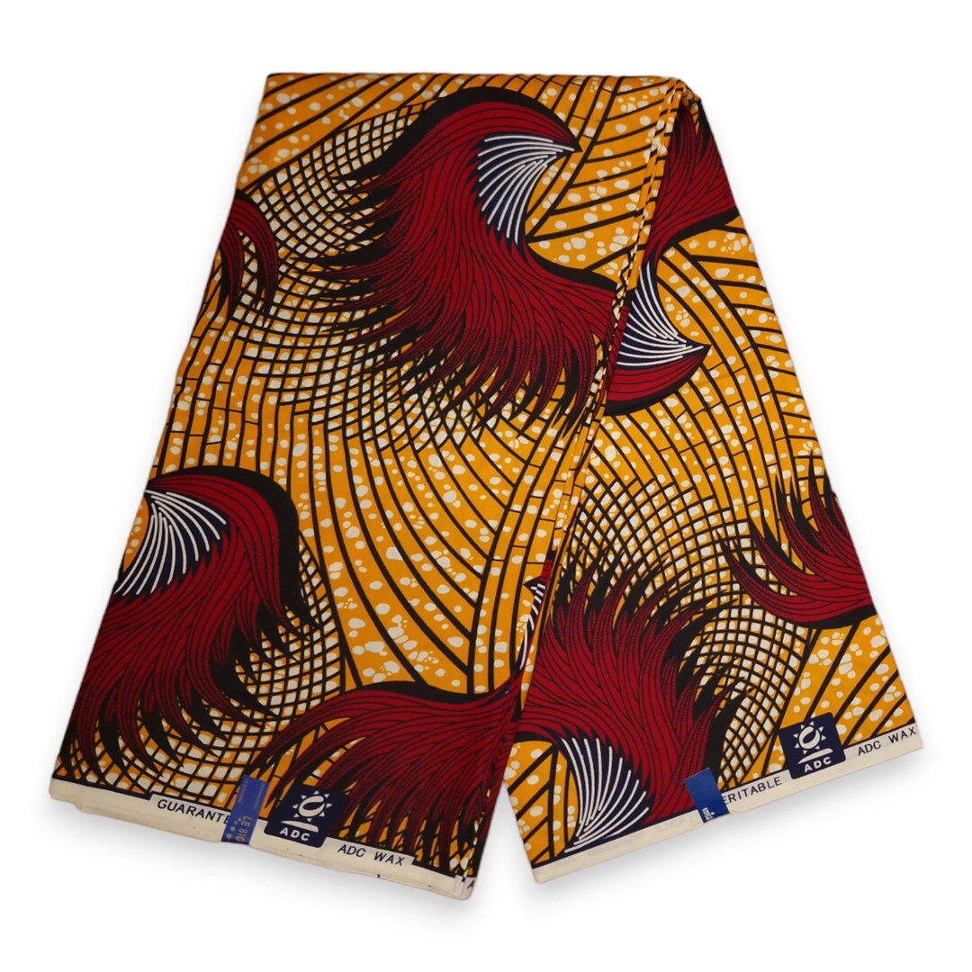 African Print Fabric Red Waves Polycotton Ankara Fabric / African Cloth ...