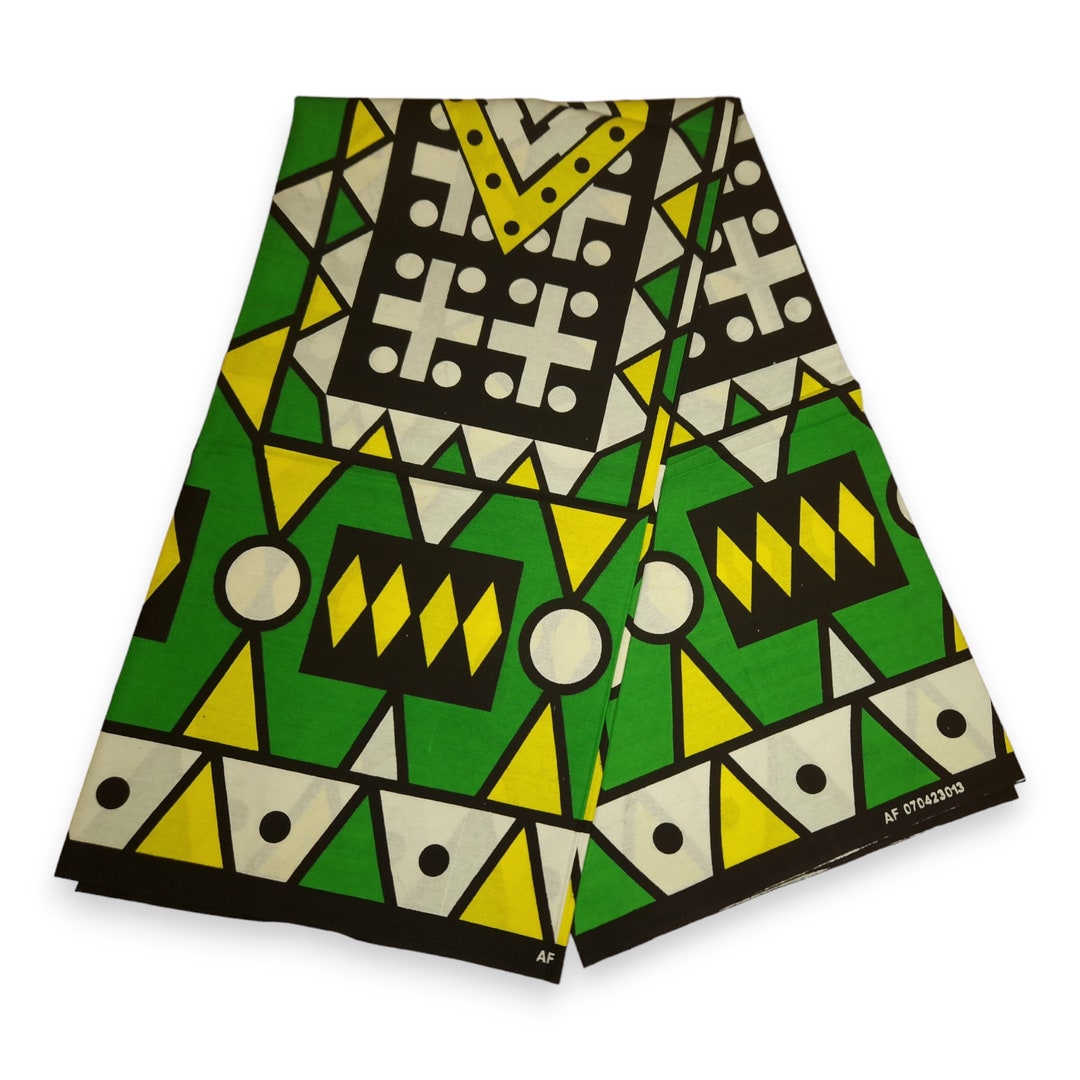 African Print Fabric - Green Yellow Samakaka / Samacaca (angola) - Wax ...