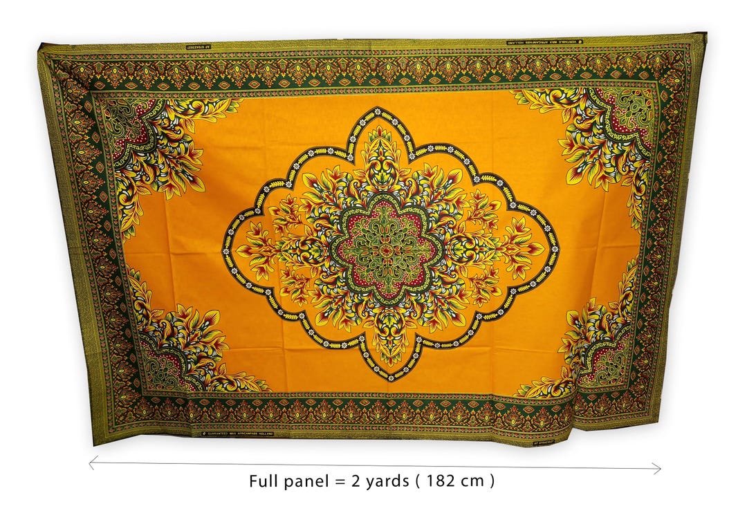 African Print Fabric - Yellow-orange Java Design - Wax Print Fabric ...
