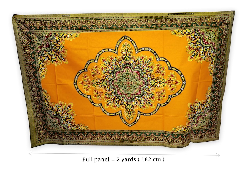 African Print Fabric - Yellow-orange Java Design - Wax Print Fabric ...
