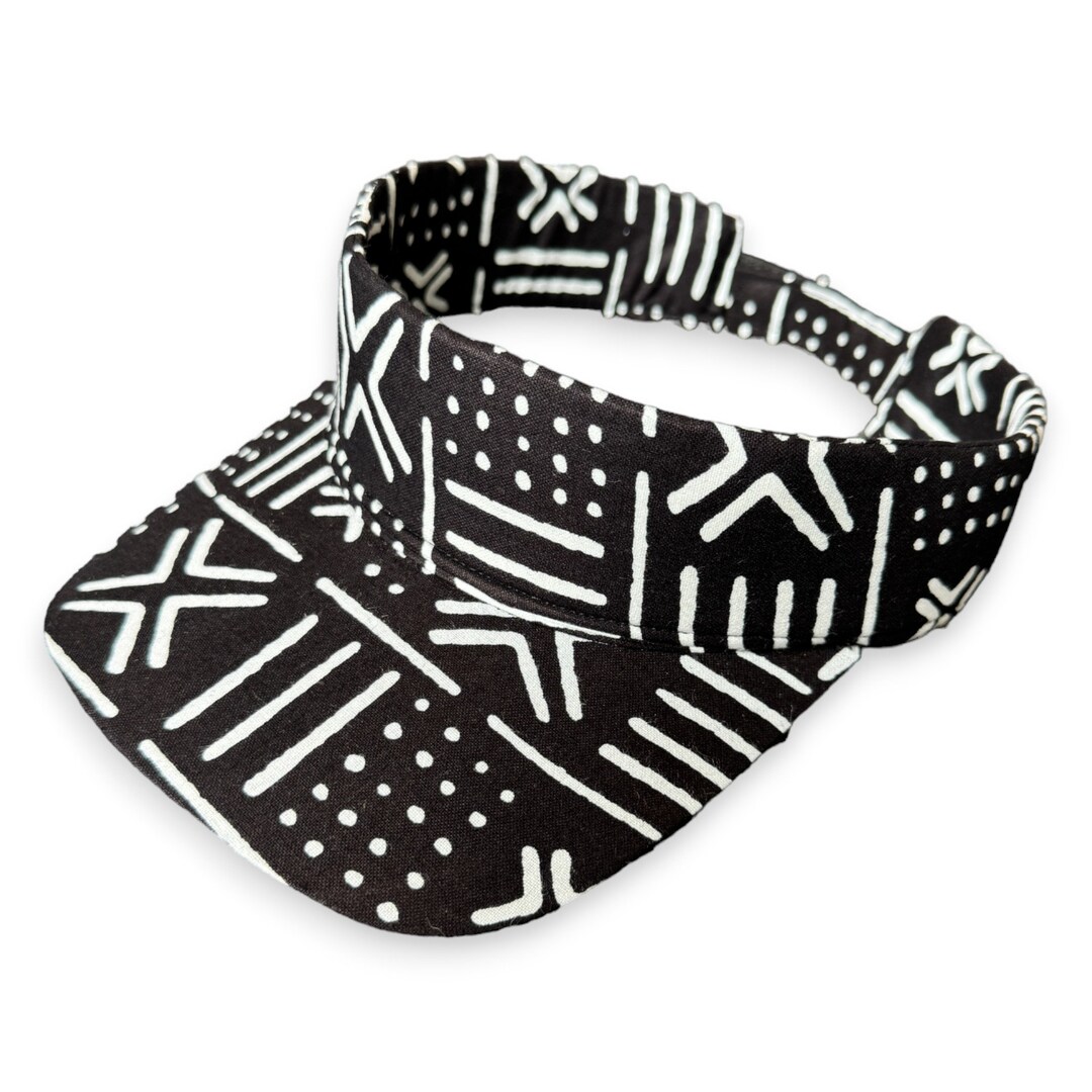 African Print Sun Visor Cap Black / White - Etsy