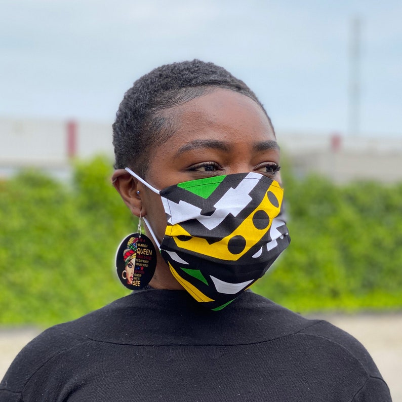 African Print Mouth Mask / Aankara Face Mask - Green Samakaka - Made of ...