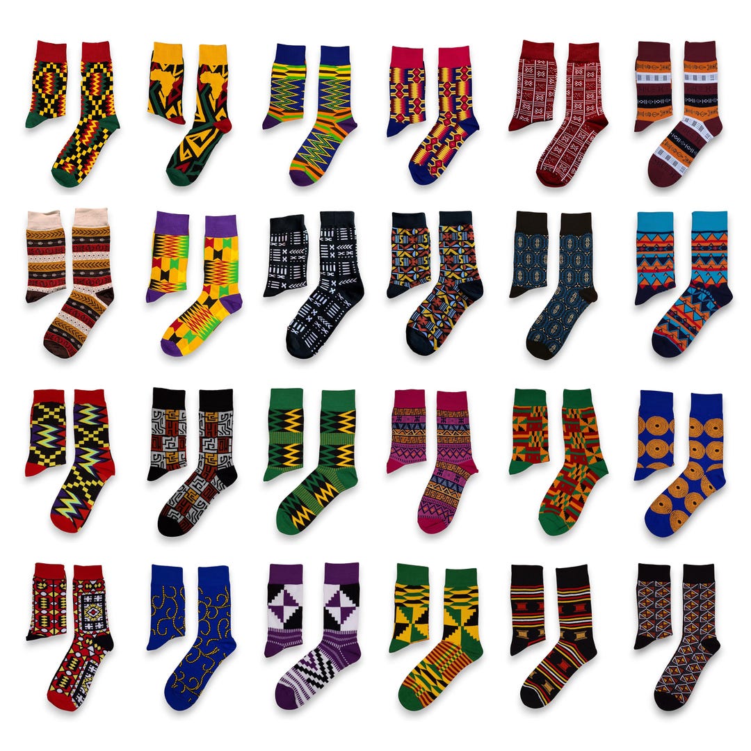 Mix of 24 Different Pairs - African Socks / Afro Socks / African Print ...