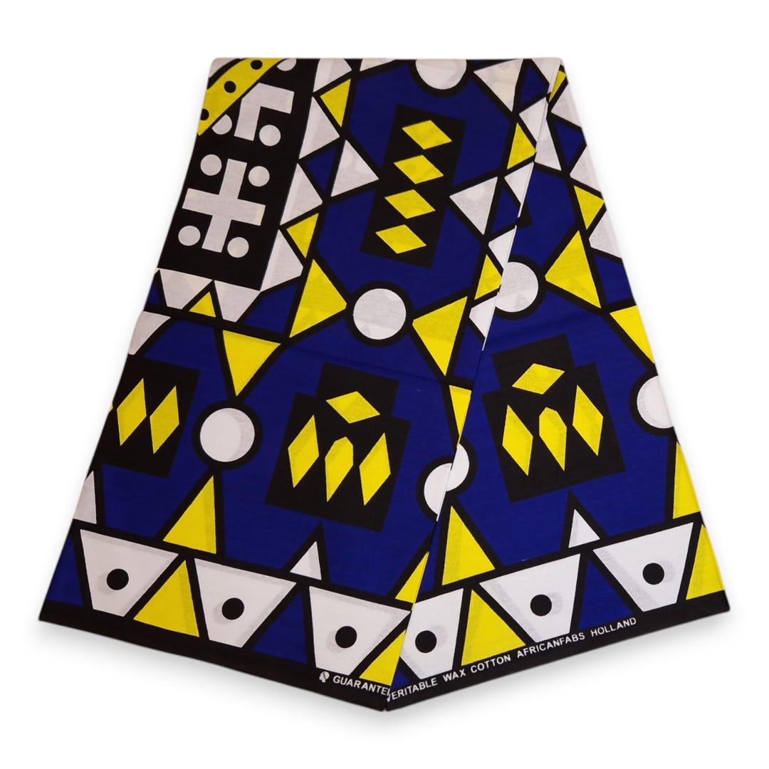 African Print Fabric - Blue Yellow Samakaka / Samacaca (angola) - Wax ...