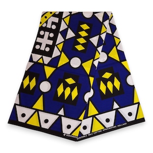 African Print Fabric - Blue Yellow Samakaka / Samacaca (angola) - Wax ...