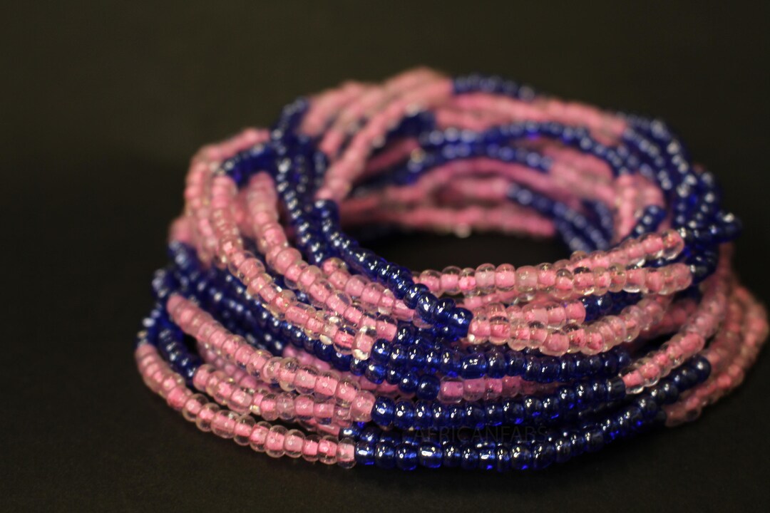 African Waist Beads / Waist Chain - ABILO - Purple / Pink (elastic ...