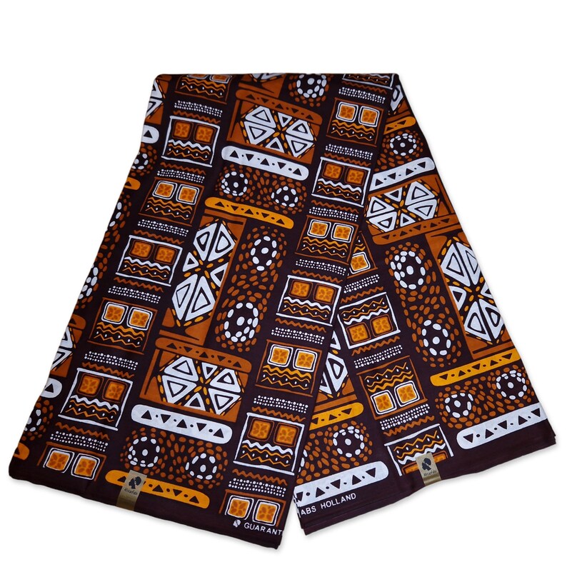 African Brown Patterns Bogolan / Mud Cloth Print Fabric African Print ...