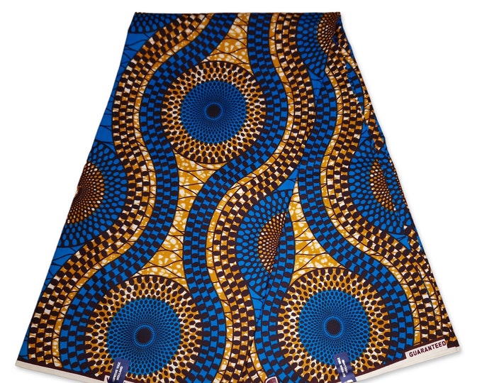 African Fabric Blue Dotted Patterns Wax Print Ankara Cotton Fabrics ...