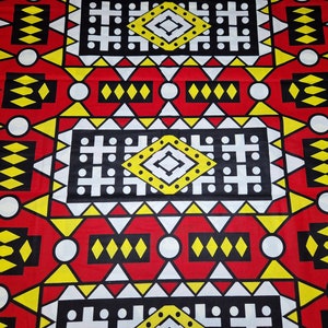 African Print Fabric Red Yellow Samakaka / Samacaca angola Wax Print ...