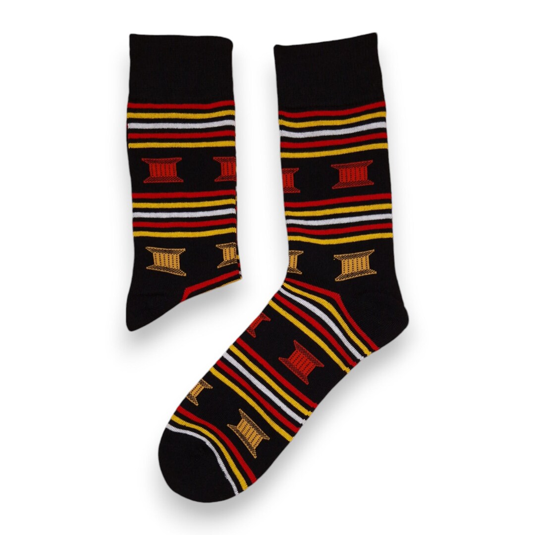 African Socks / Afro Socks / Kente Socks - Black Red Yellow - African ...