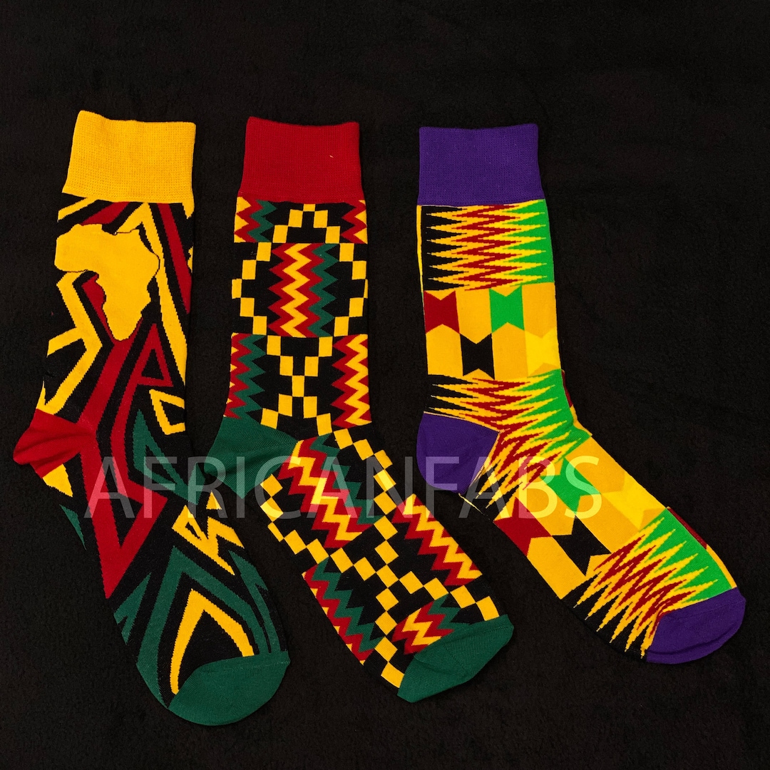 Set of 3 Pairs African Socks / Afro Socks / Kente Socks / African Print ...