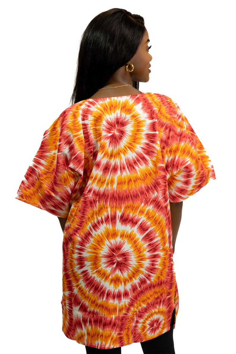Orange Tie-dye Dashiki Shirt / Dashiki Dress - African Print Top ...