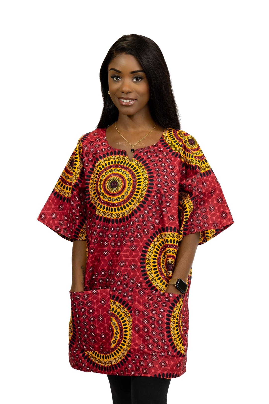 Red Dotted Patterns Dashiki Shirt / Dashiki Dress - African Print Top - Unisex - Etsy