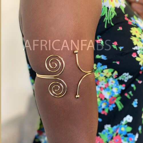 African Style Upper Arm Bangle Cuff Bracelet Jewelry Gold - Etsy