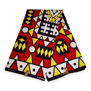 African Print Fabric Red Yellow Samakaka / Samacaca angola Wax Print ...