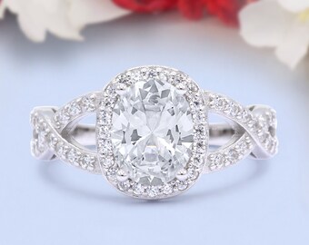 Halo Wedding Engagement Ring Infinity Twisted Shank Round | Etsy