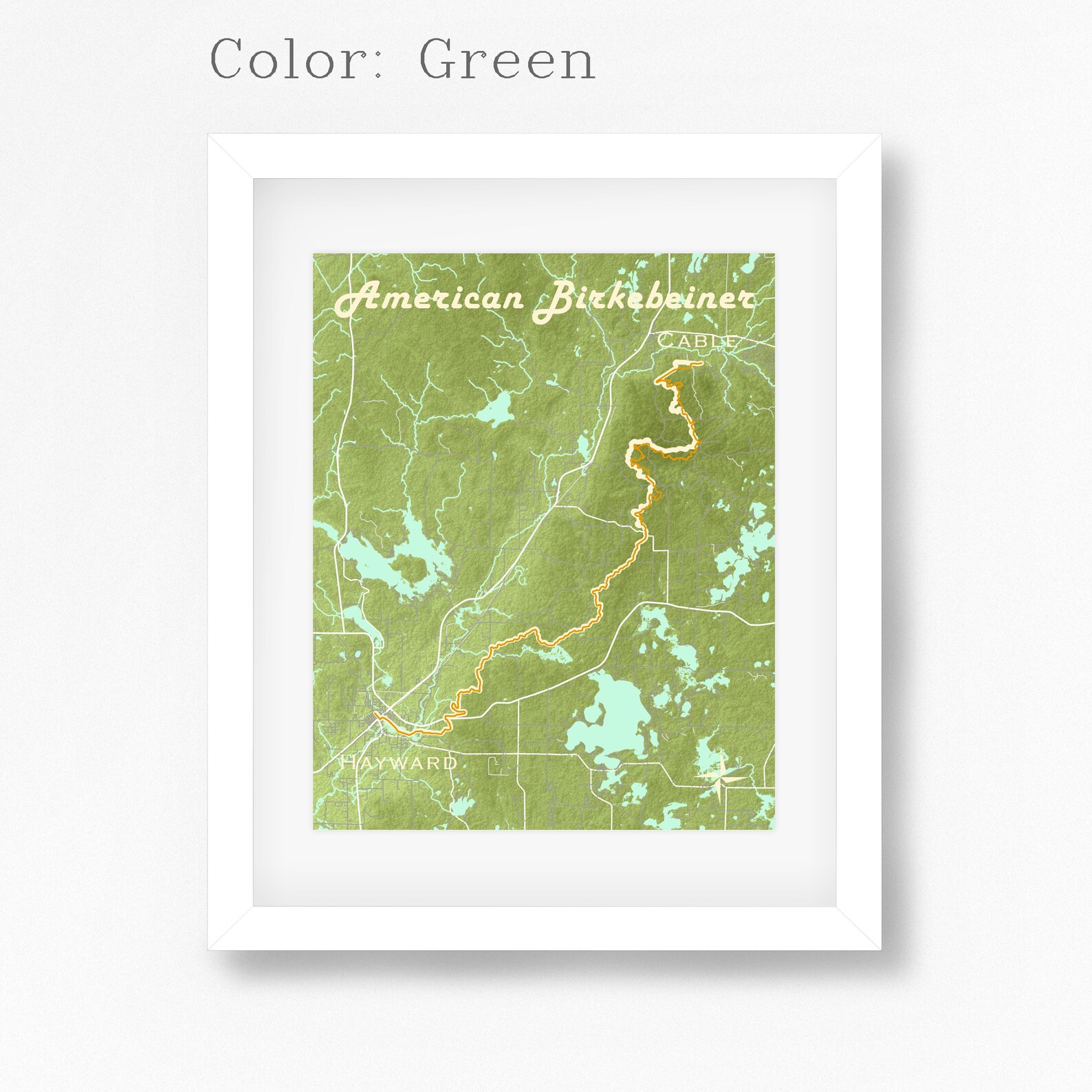 American Birkebeiner Map With Hills, Skate and Classic Trail, Water ...
