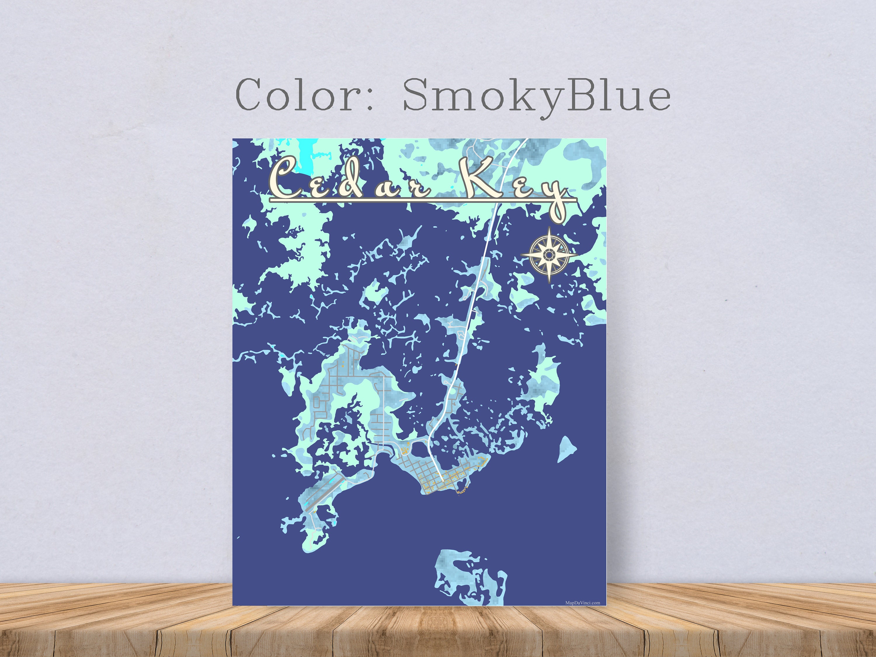 Cedar Key Florida Map With Streets Water Hills Buildings. | Etsy