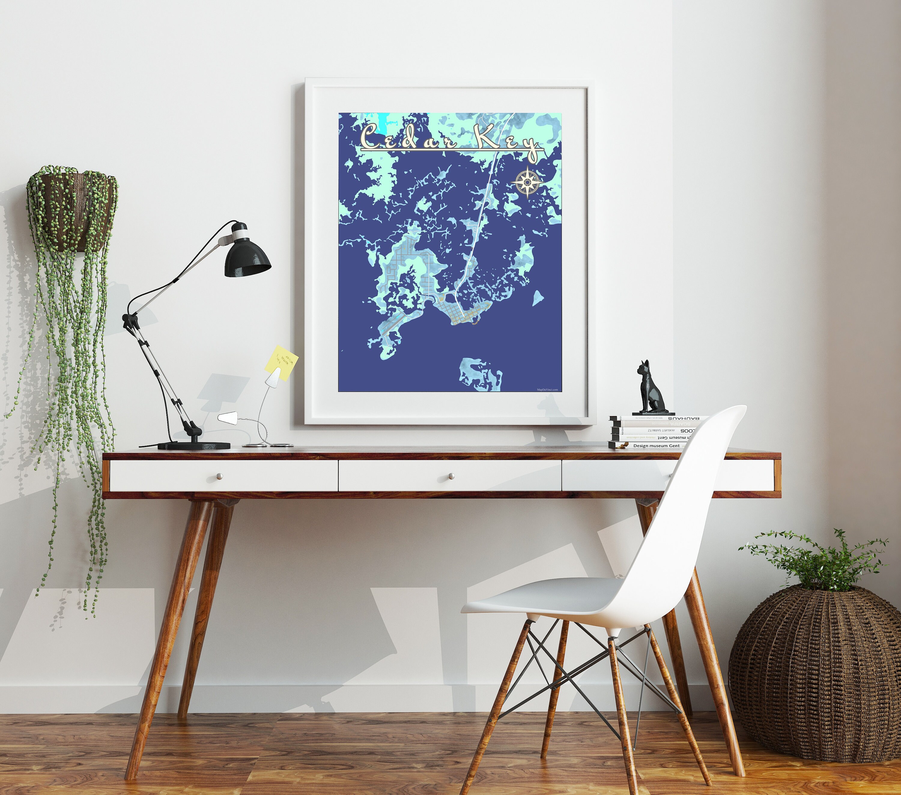 Cedar Key Florida Map With Streets Water Hills Buildings. | Etsy