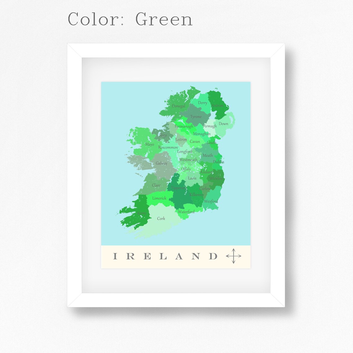 Ireland Map With Labeled Counties Several Sizes Printed on - Etsy Canada