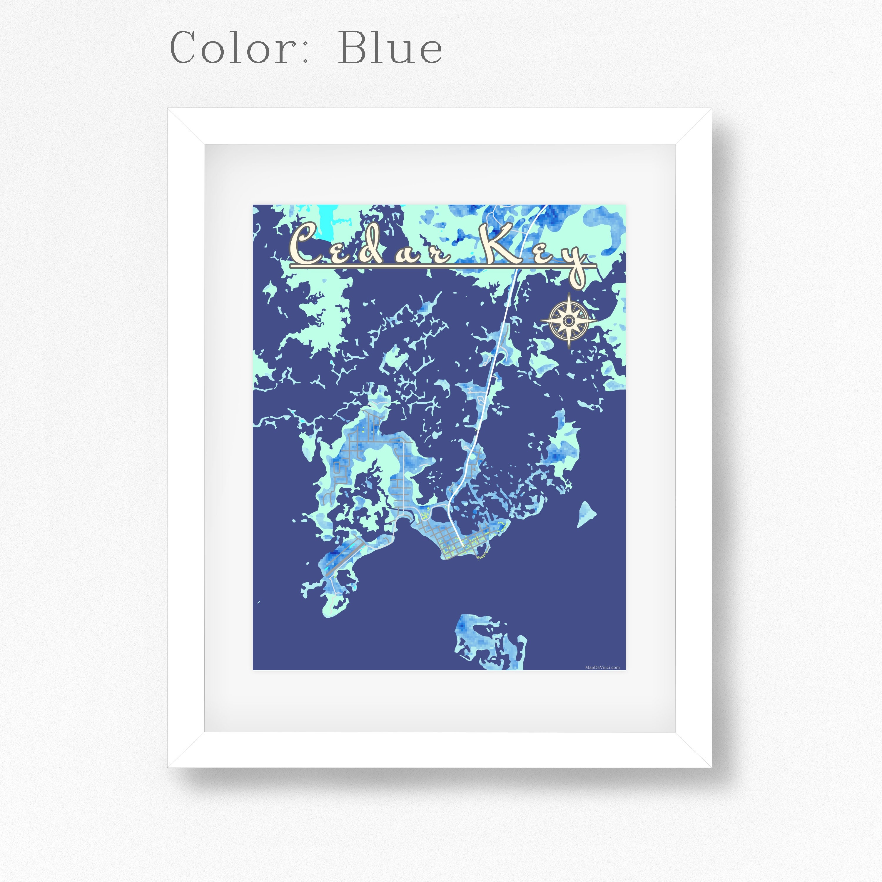 Cedar Key Florida Map With Streets Water Hills Buildings. - Etsy