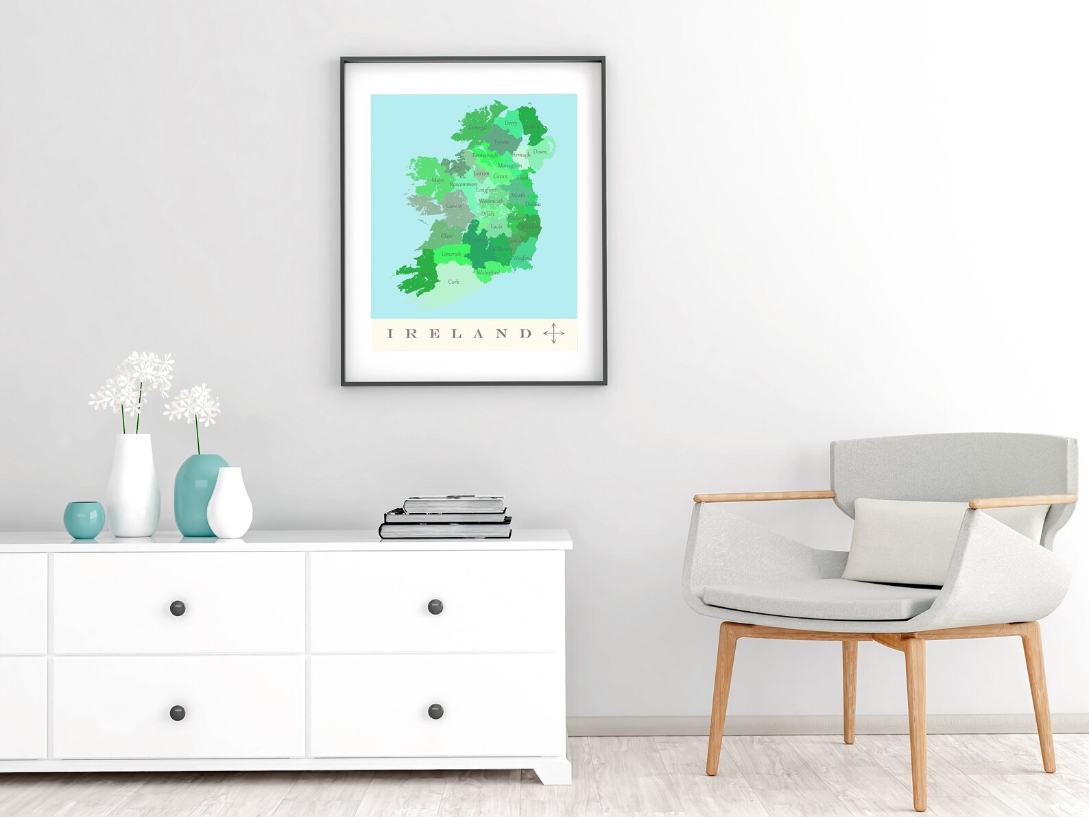Ireland Map With Labeled Counties, Several Sizes, Printed on High ...