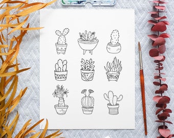 Cactus Coloring Pages, Succulent Coloring Pages, Cacti Coloring Pages ...