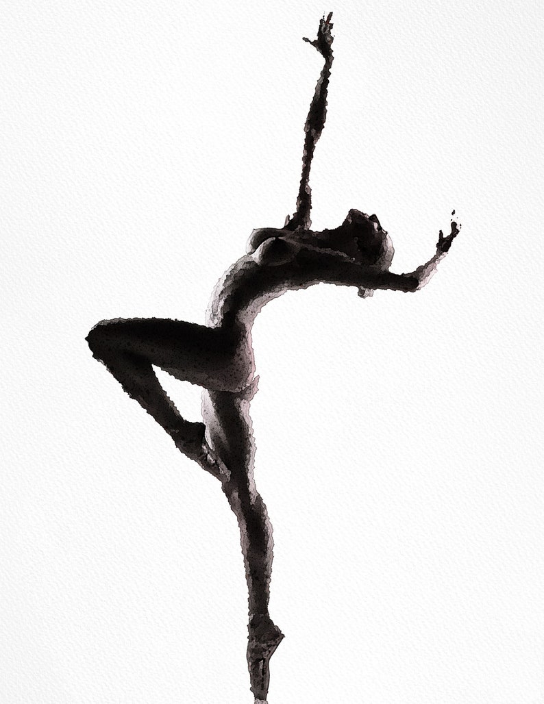 Naked Ballet Blackandwhite Printable Minimalist Naked Woman Etsy