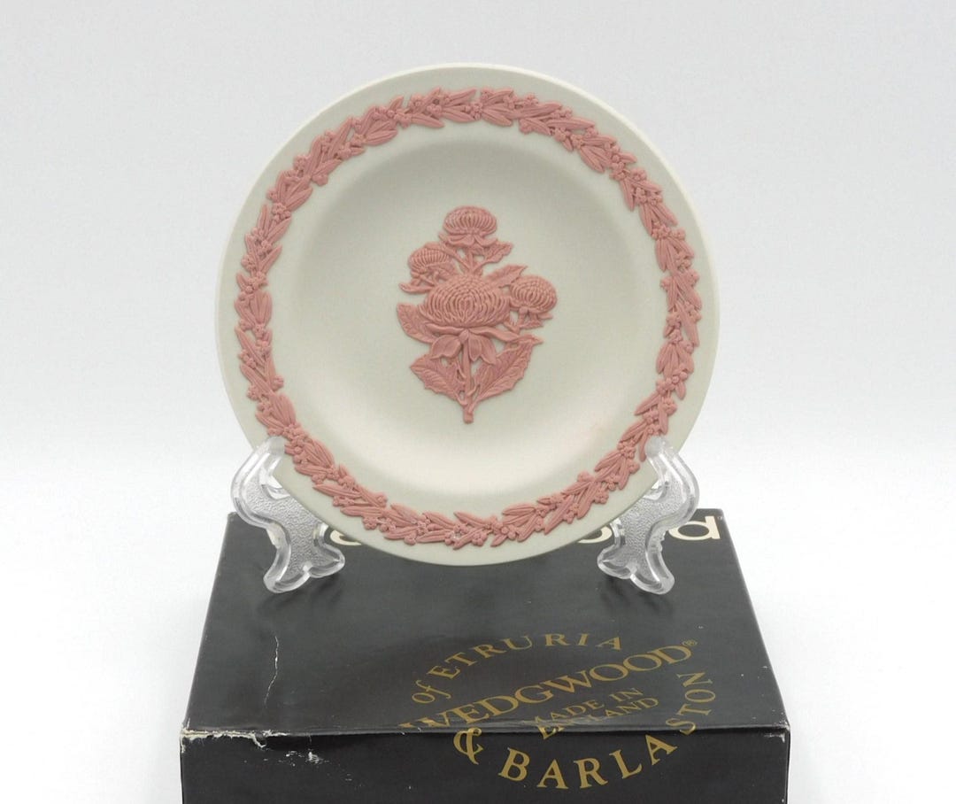 Wedgwood Pink Jasper Ware Miniature Plate: Waratah Floral Design, 1985 ...