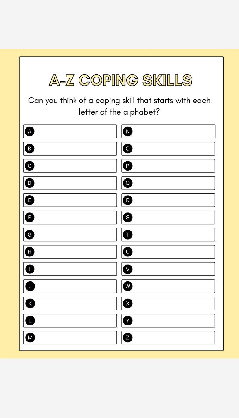 Coping Skills Worksheet - Etsy