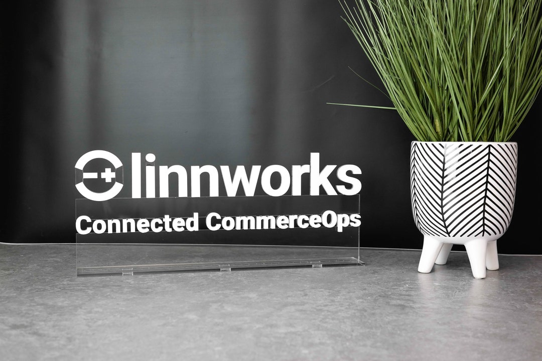 Freestanding Office Desk Sign, Reception Logo Signage, Acrylic ...