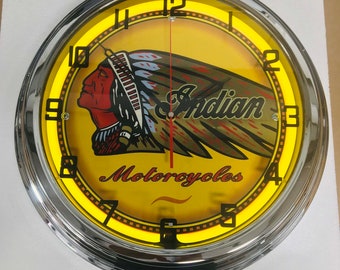 Biker Motorcycle Garage Light up 16 in Clocks, Skull Motor Neon Clocks ...