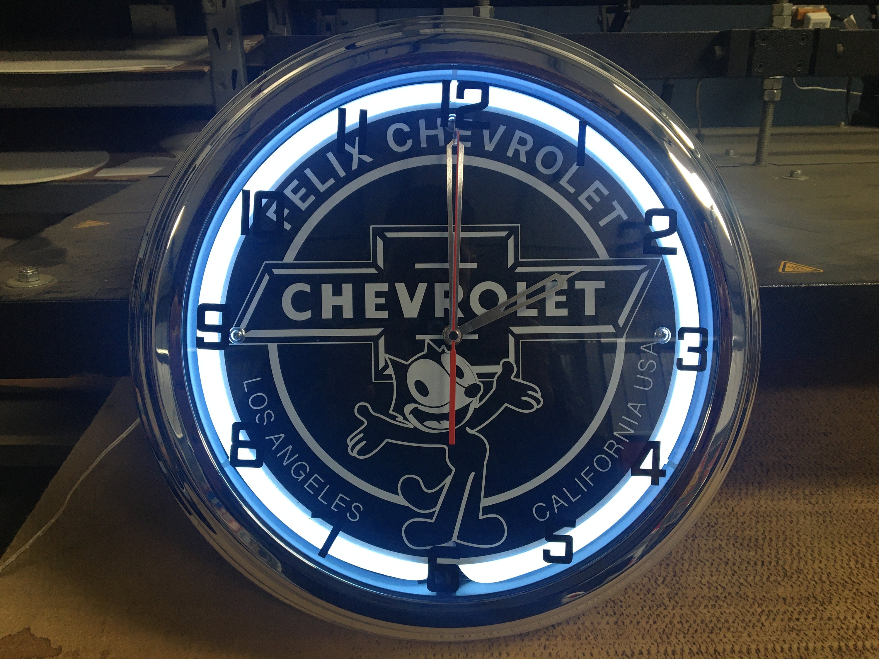 Felix Chevrolet Neon Clock 17 Inch White Neon Clock - Etsy