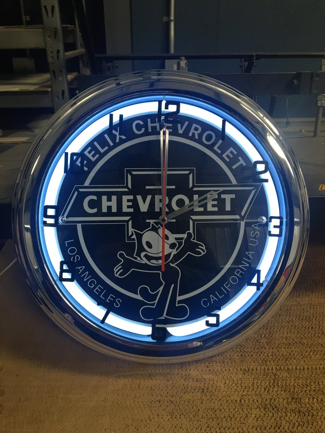 Felix Chevrolet Neon Clock 17 Inch White Neon Clock - Etsy