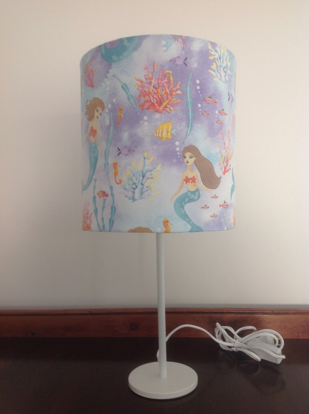 Mermaids Under the Sea Lampshade Made From 100% Cotton Fabric in Soft ...