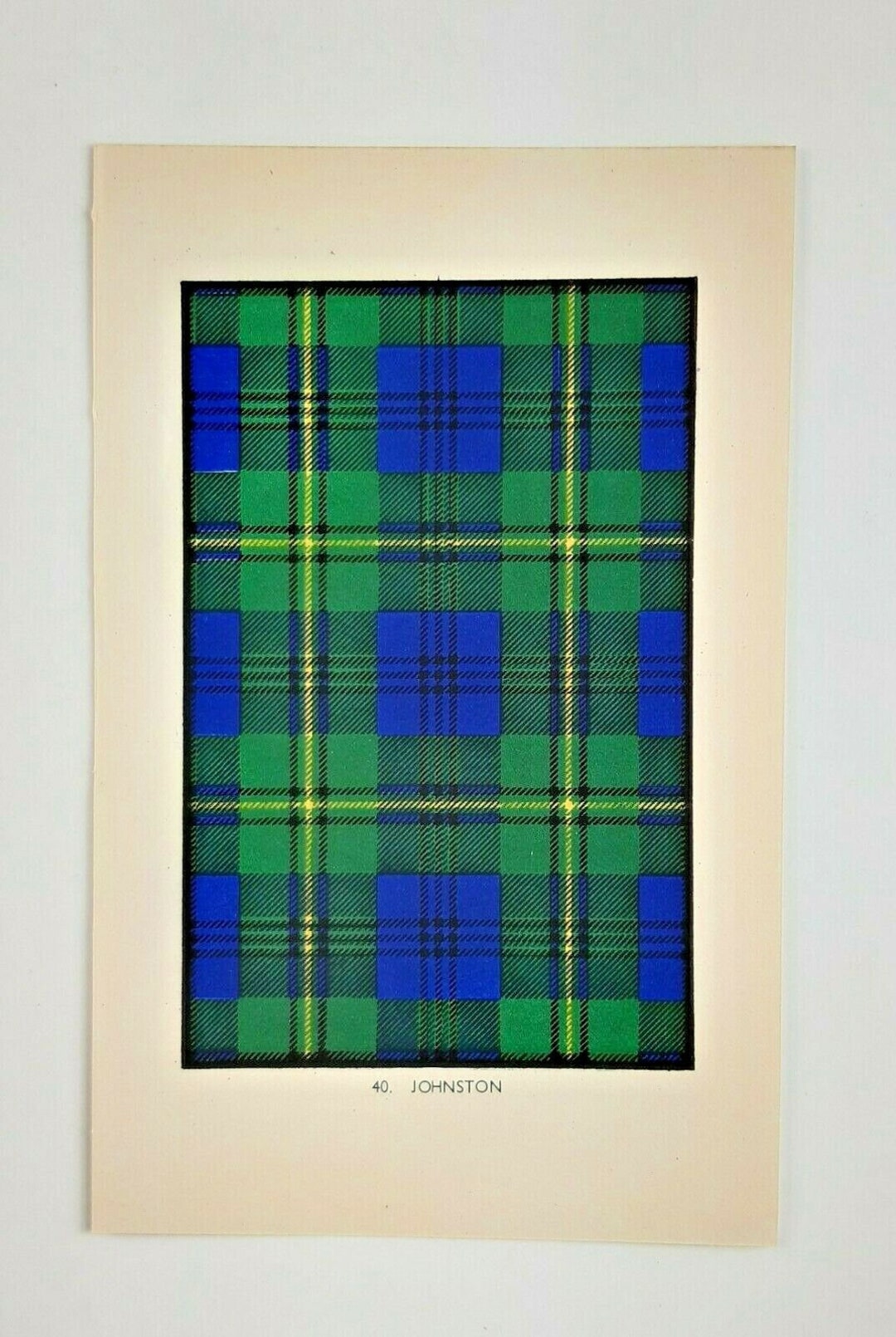 Johnston Clan Tartan Vintage Colour Print 1940's - Etsy