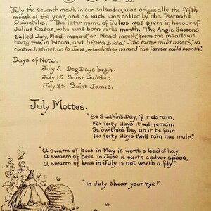 Edith Holden July Dates and Mottoes Calligraphy Print - Etsy