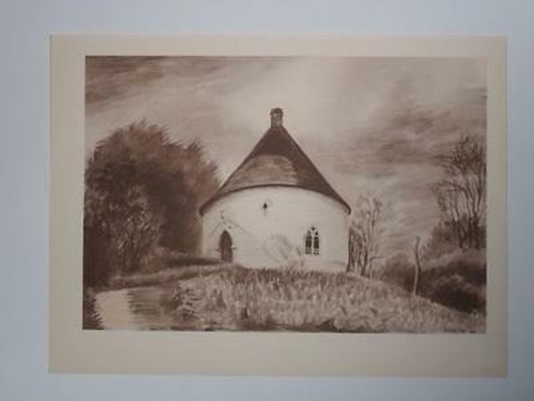 Print Round House Veryan Cornwall by Barbara Jones - Etsy