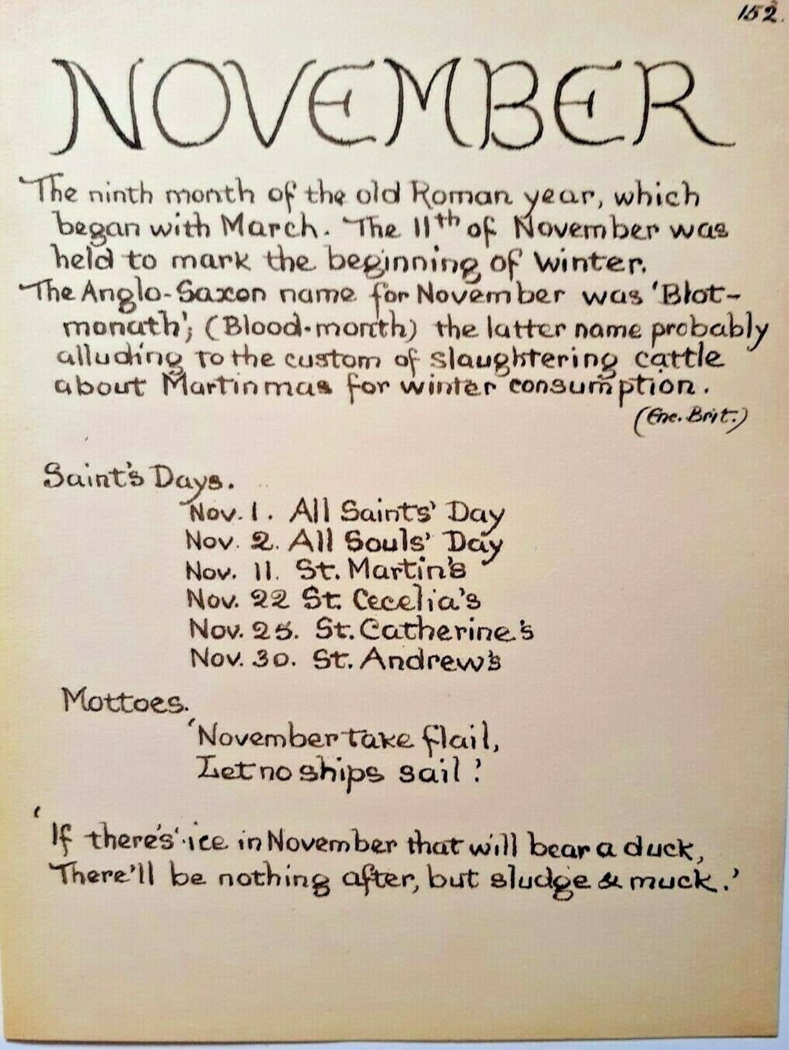 Edith Holden November Dates and Mottoes Calligraphy Print - Etsy