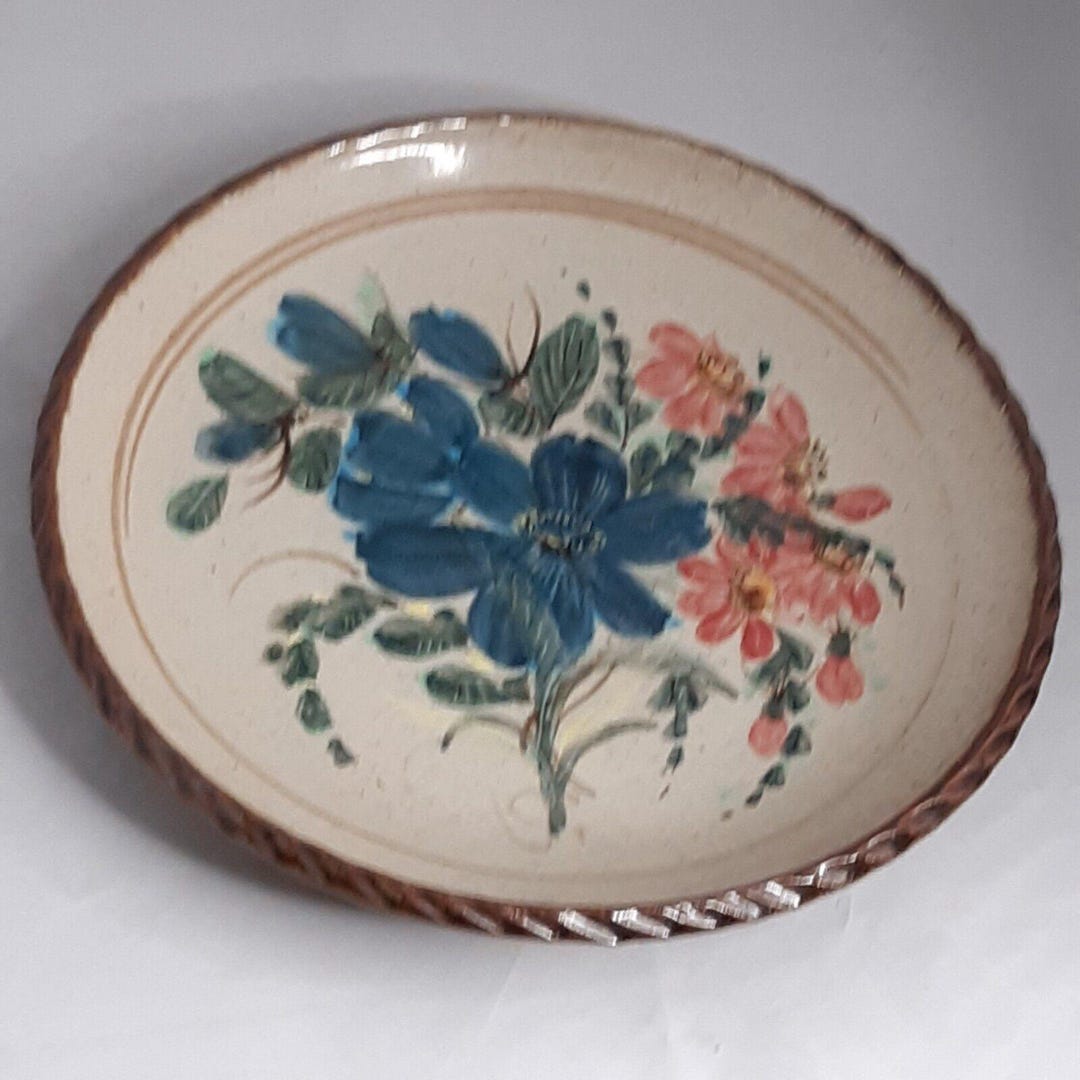 Studio Pottery Floral Plate Impressed Mark JG 9 1/2 Inches Wide - Etsy