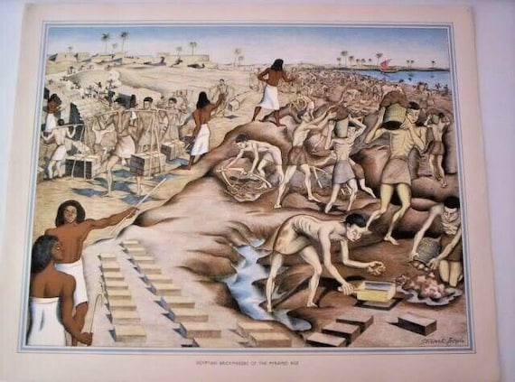 Egyptian Brickmakers Pyramid Age Vintage Colour Print - Etsy