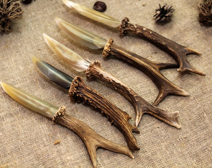 Rustic Deer Horn Handle Butter Knife - Handmade Spreader for Kitchen ...