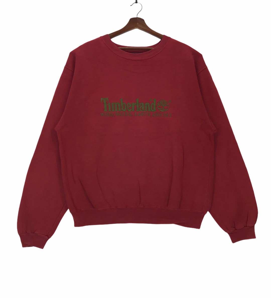 Vintage Timberland Crewneck Sweatshirt: Embroidered Maroon Spellout - Etsy