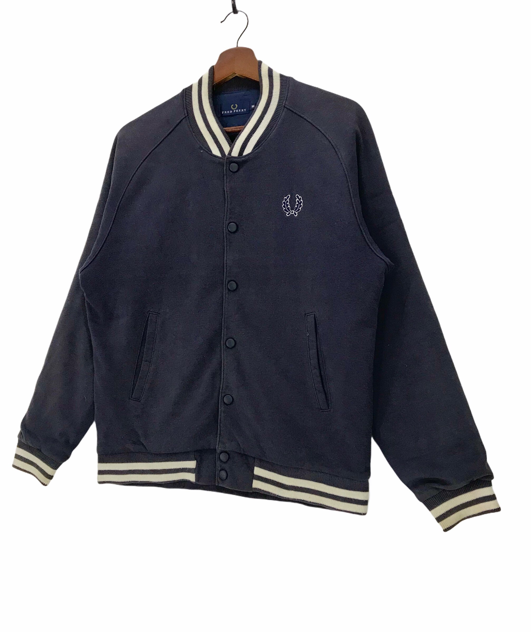 Vintage Fred Perry Designer Casual Versity Jacket Snap Button ...