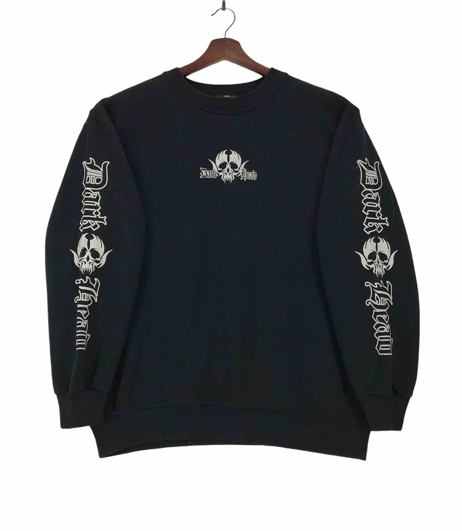 Vintage Dark Head Skull Tatoo Sweatshirt Crewnek Printed Front Back ...